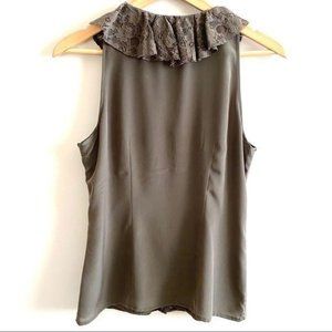 Banana Republic | Tops | Banana Republic Olive Green Lace Front Ruffle ...